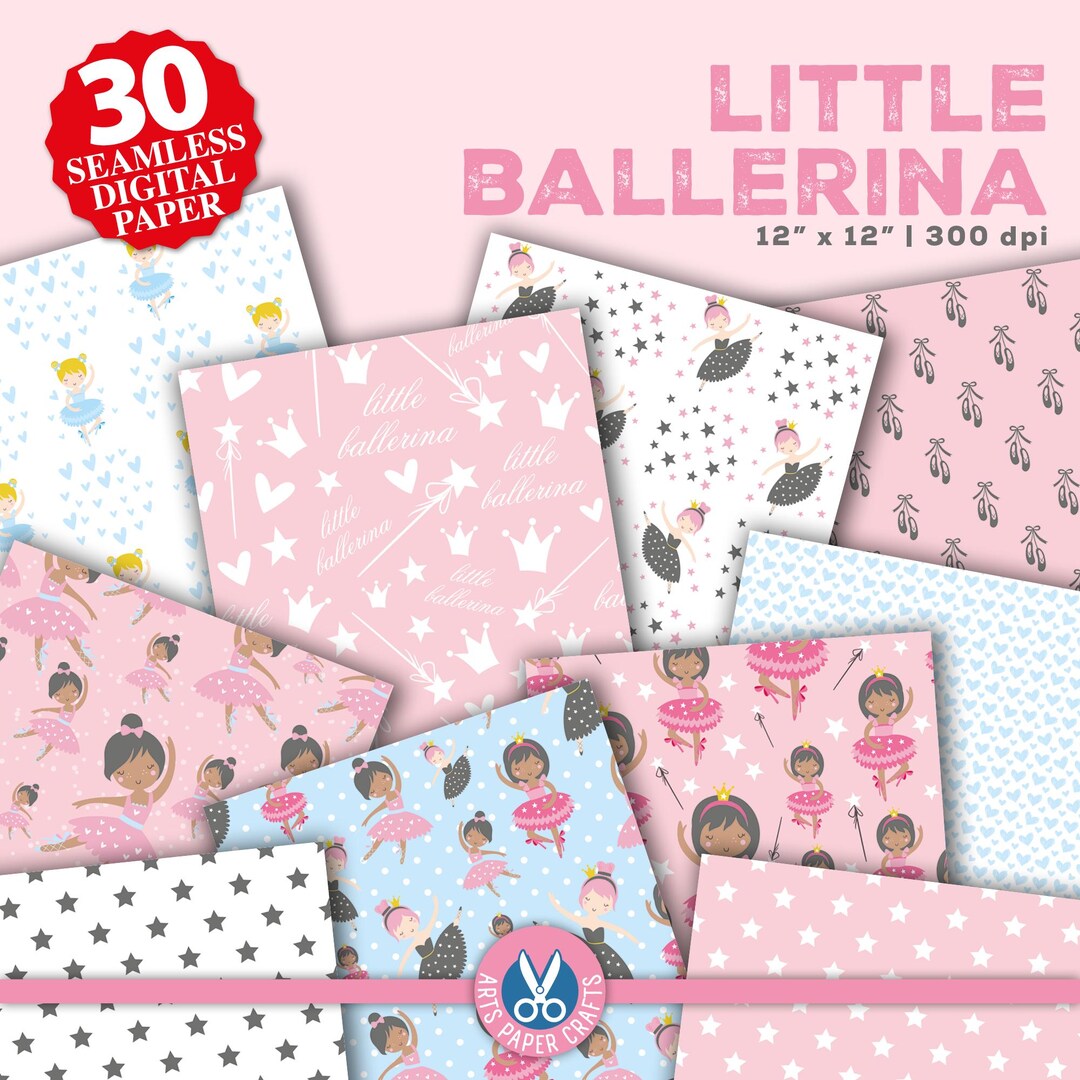 Little Ballerina Seamless Digital Paper - Little Ballerina Background ...