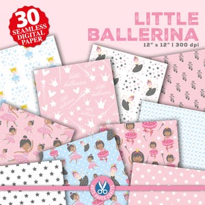 Little Ballerina Seamless Digital Paper - Little Ballerina Background ...