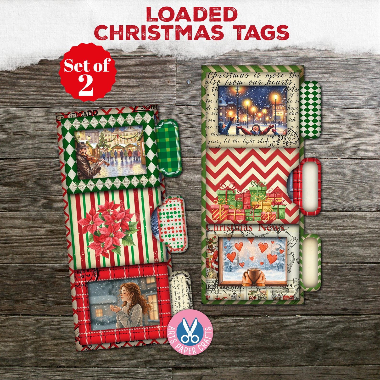 Christmas Pockets, Loaded Christmas Tags, Junk Journal, December, Gift ...