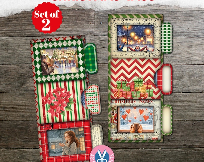 Christmas Pockets, Loaded Christmas Tags, Junk Journal, December, Gift ...
