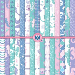 Mermaid Digital Papers Mermaid Glitter Background Shimmer Mermaid ...