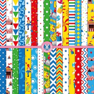 Circus Digital Papers Set - Circus Tent Background - Circus Seamless ...