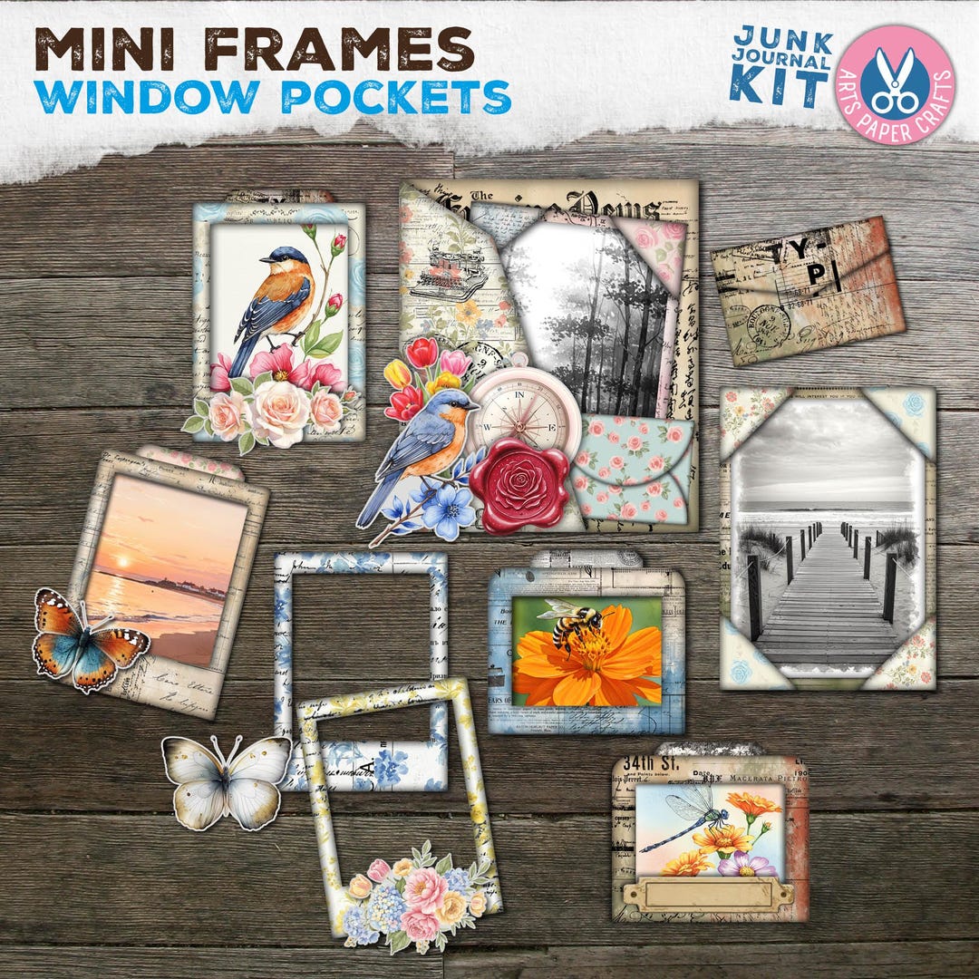 Window Pockets, Shabby Photo Frames, Digital Download, Photograph ...