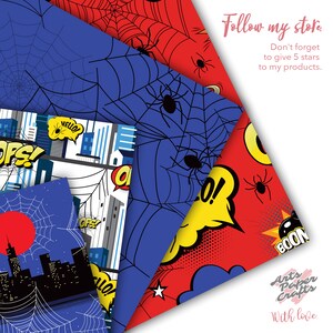 Spider Hero Digital Papers Set Spider Hero Background Spider Seamless ...