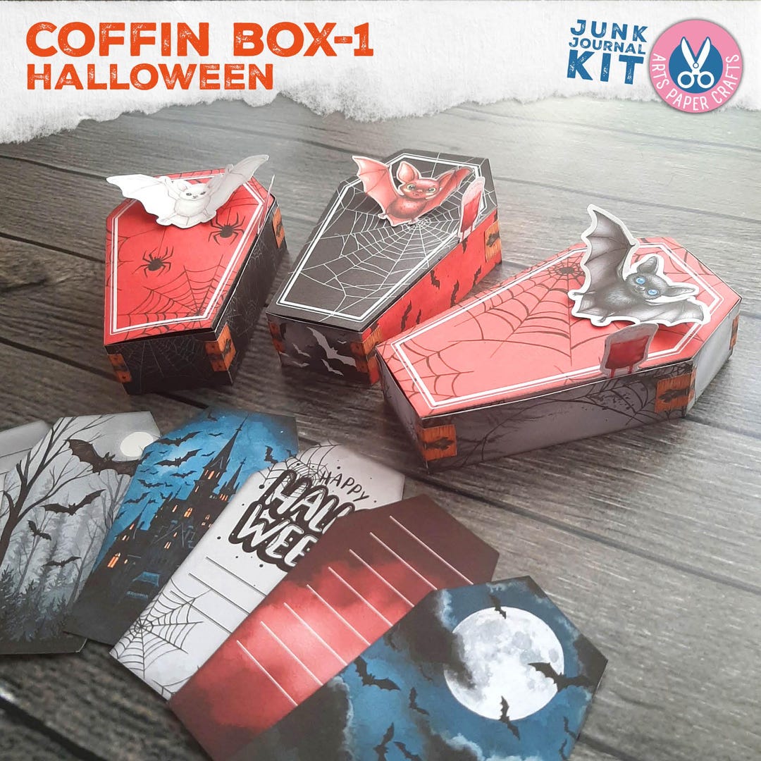 Halloween Gift Boxes, Junk Journal, Halloween Coffins, 3d Halloween ...
