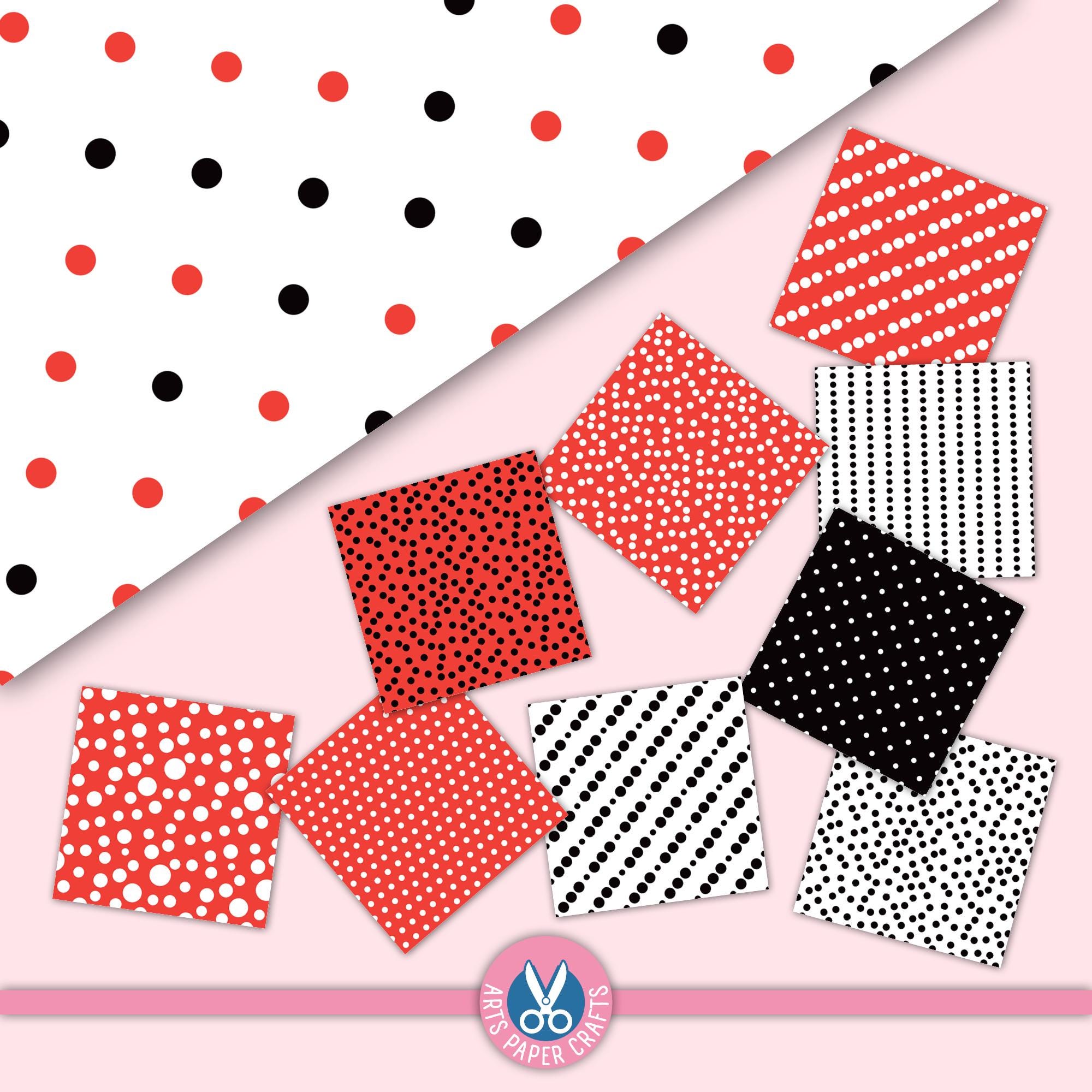 Red & Black Polka Dots Digital Papers - Polka Dot Background - Polka ...