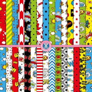 Super Hero Digital Papers Comics Theme Party Hero Comics Background ...