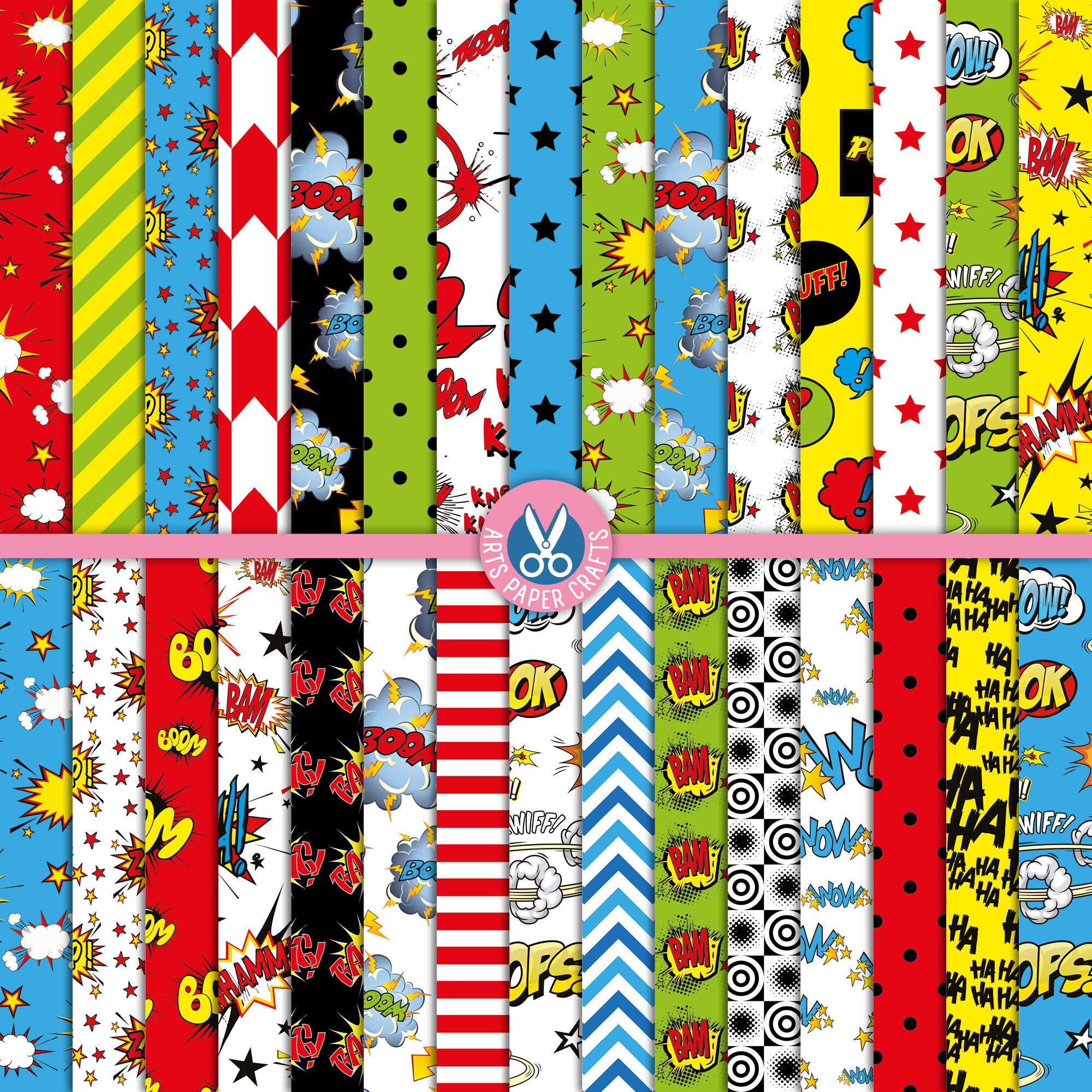 Super Hero Digital Papers - Comics Theme Party - Hero Comics Background ...