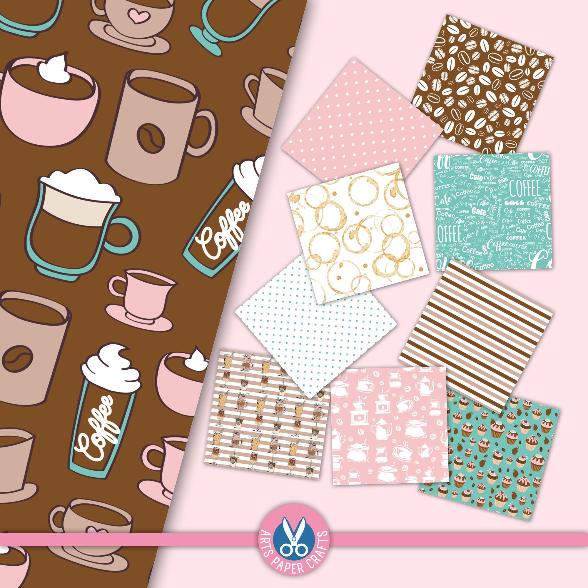 Coffee Seamless Digital Paper, Coffee Background, Coffee Scrapbook ...