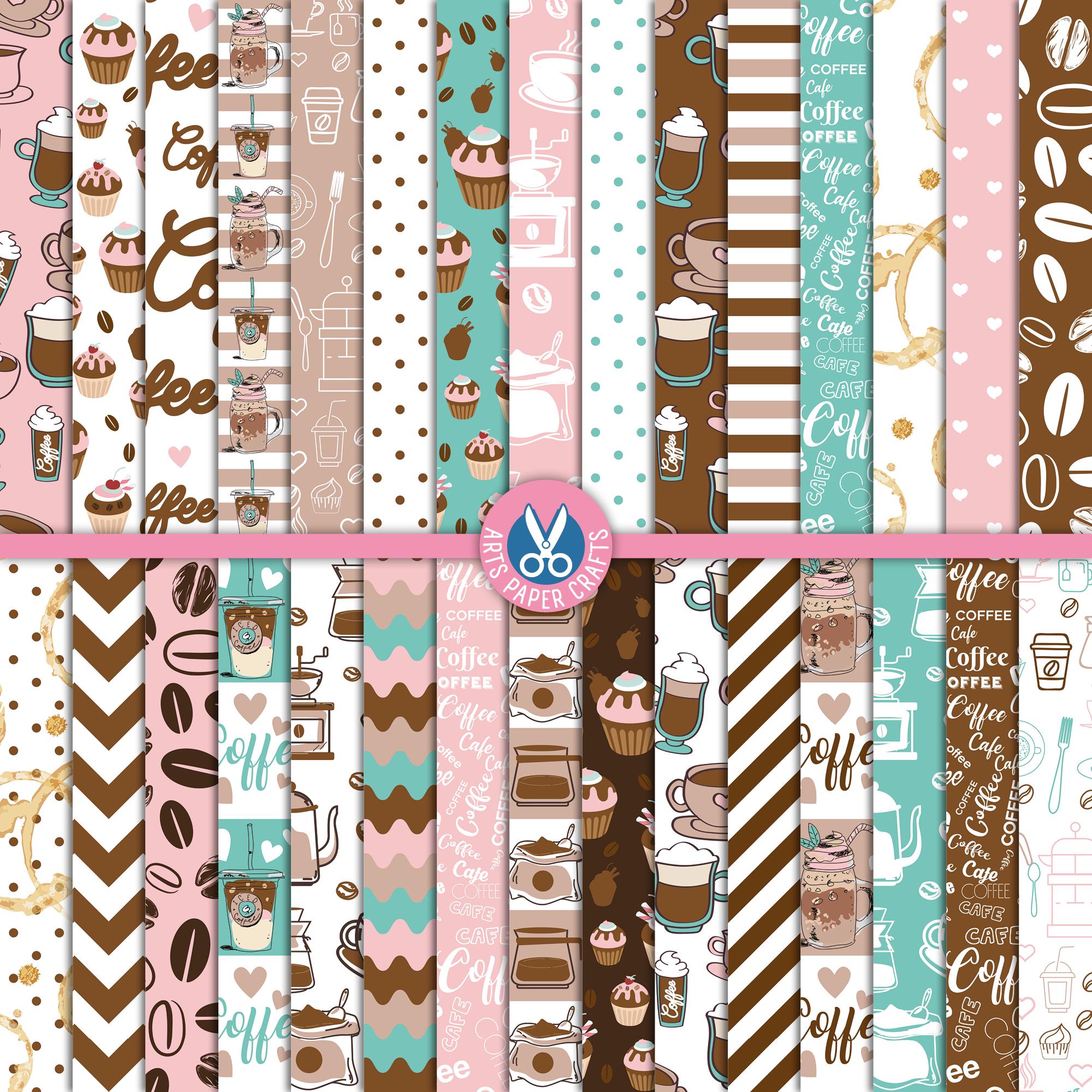 Coffee Seamless Digital Paper, Coffee Background, Coffee Scrapbook ...