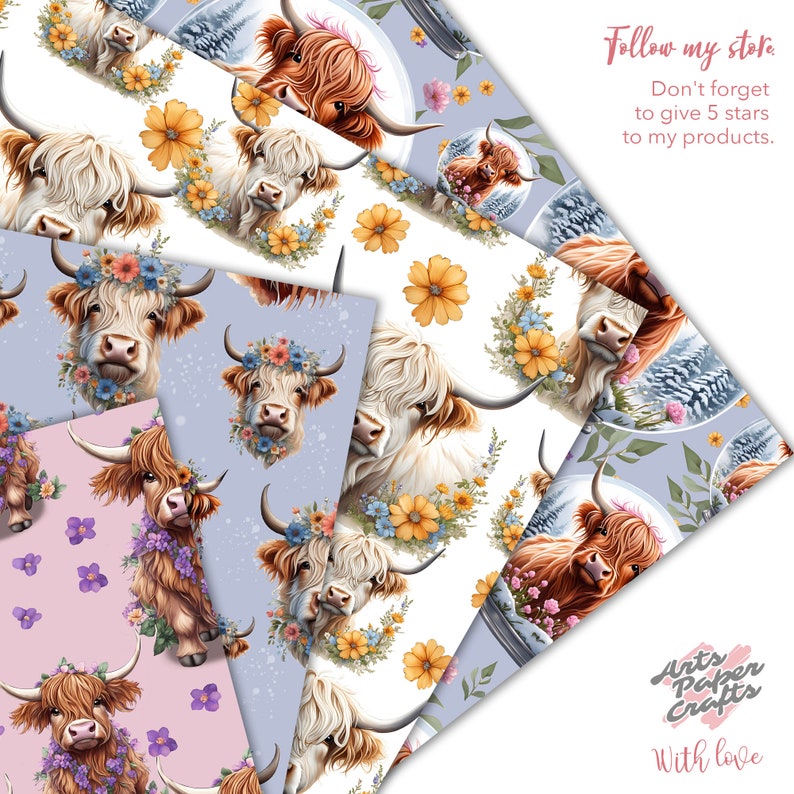 Highland Cow Digital Papers Highland Cow Background - Etsy