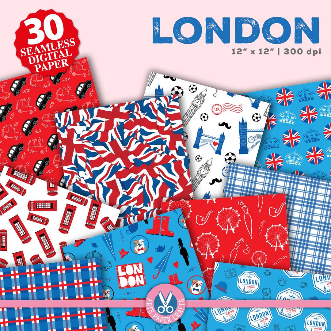 London Digital Papers Set - London Plaid Background - British Seamless ...