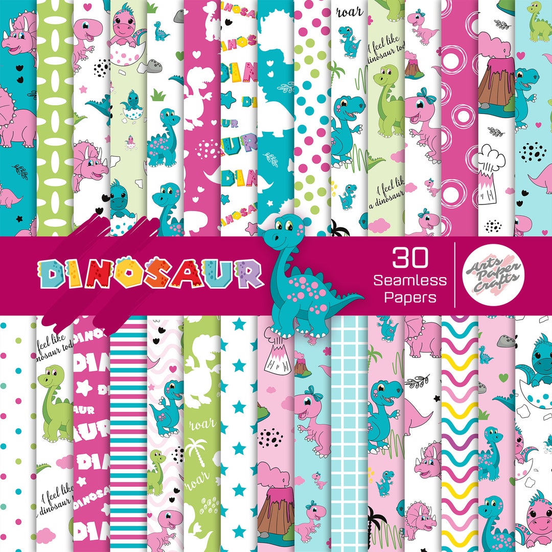 Dinosaur Digital Papers Set Dinosaur Background Dinosaur Seamless ...