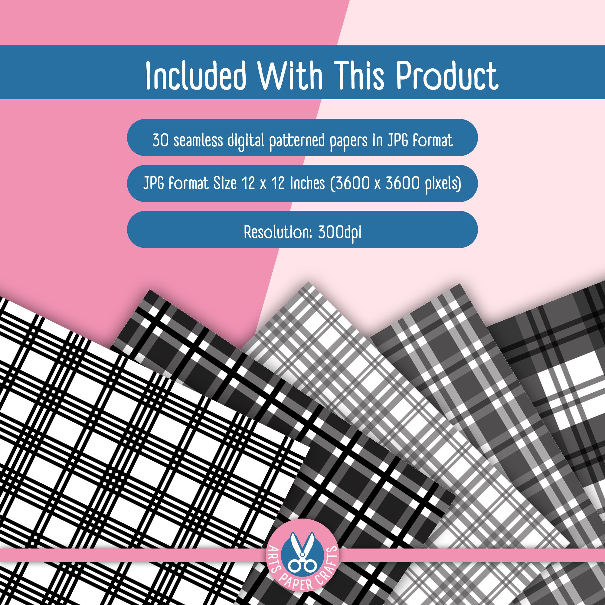 Gingham Plaid Digital Papers - Gingham Plaid Background - Black Gingham ...
