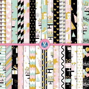 Happy Birthday Seamless Digital Paper Sets - Happy Birthday Theme Party ...