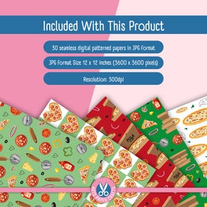 Pizza Digital Papers Set - Pizza Party Background - Fast Food Seamless ...