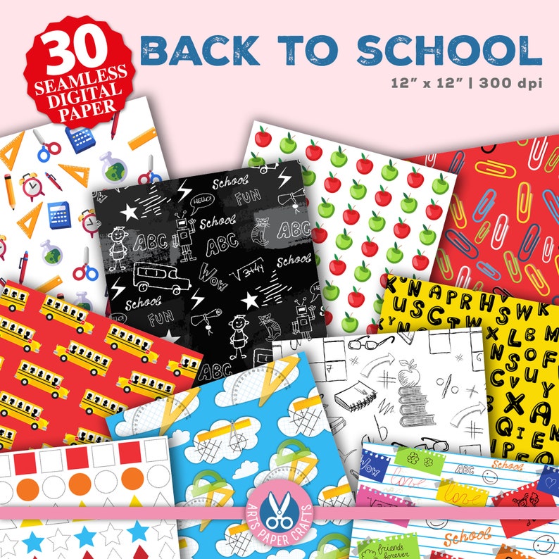 Back to School Seamless Digital Paper - Back to School Background ...