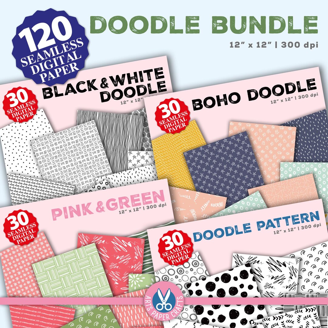 Doodle Digital Papers - Doodle Background - Doodle Seamless Pattern ...