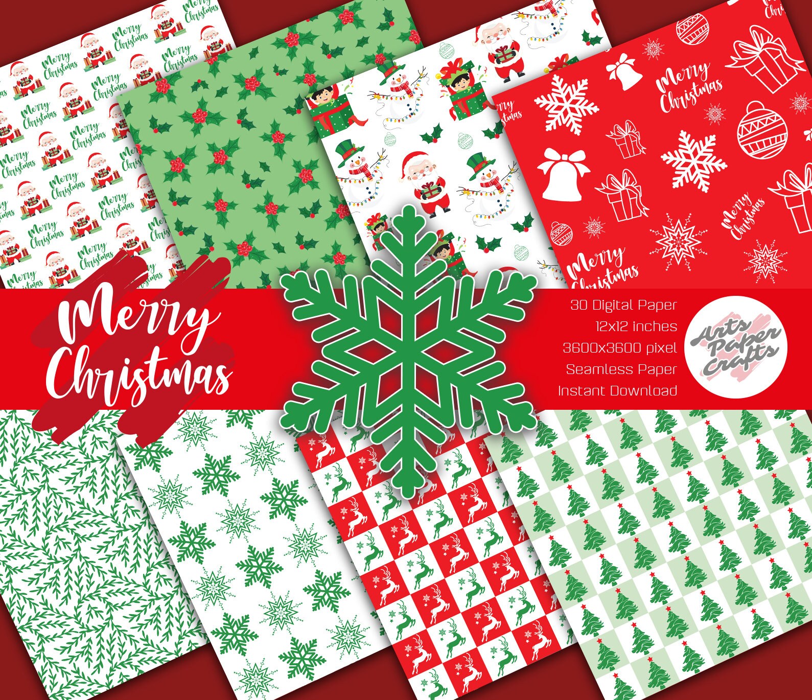 Merry Christmas 30 Digital Paper Winter Holiday Scrapbook - Etsy