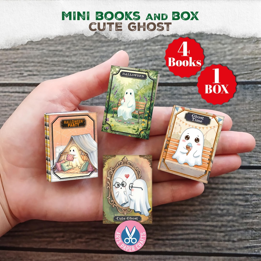 Halloween Cute Ghost, Mini Books, Printable, Miniature, Junk Journal ...