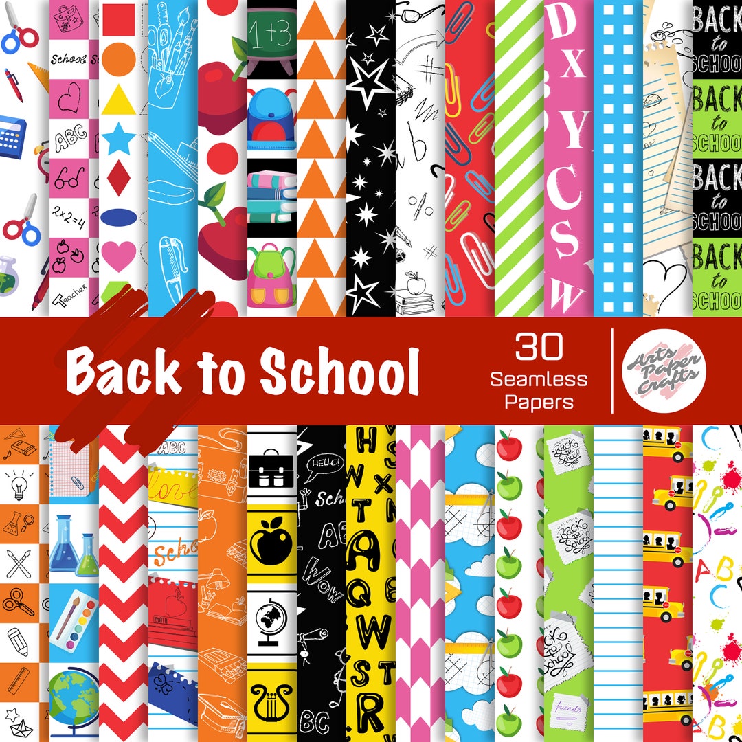 Back to School Seamless Digital Paper Back to School Background School ...
