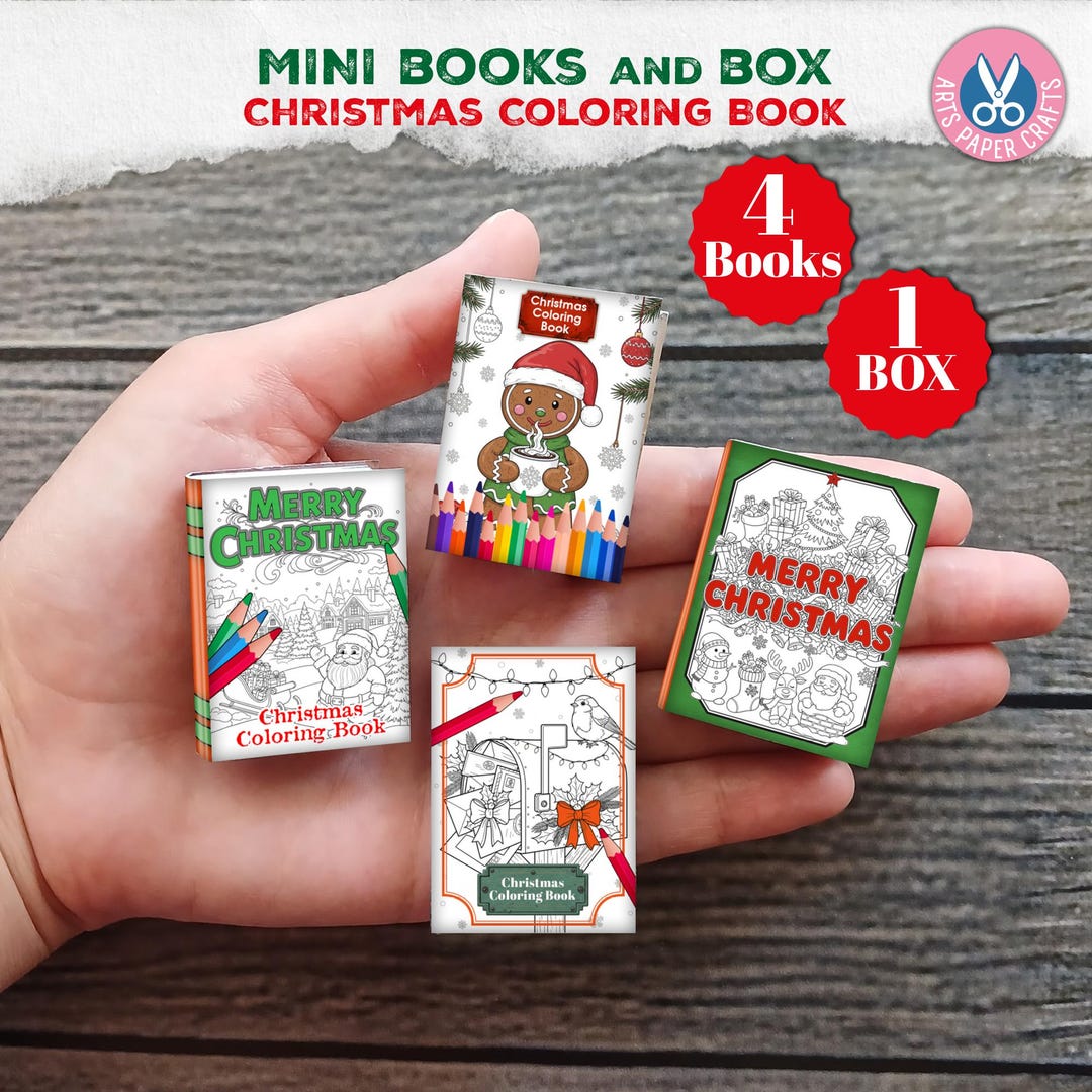 Mini Christmas Coloring Book, Mini Books, Printable, Miniature, Junk ...
