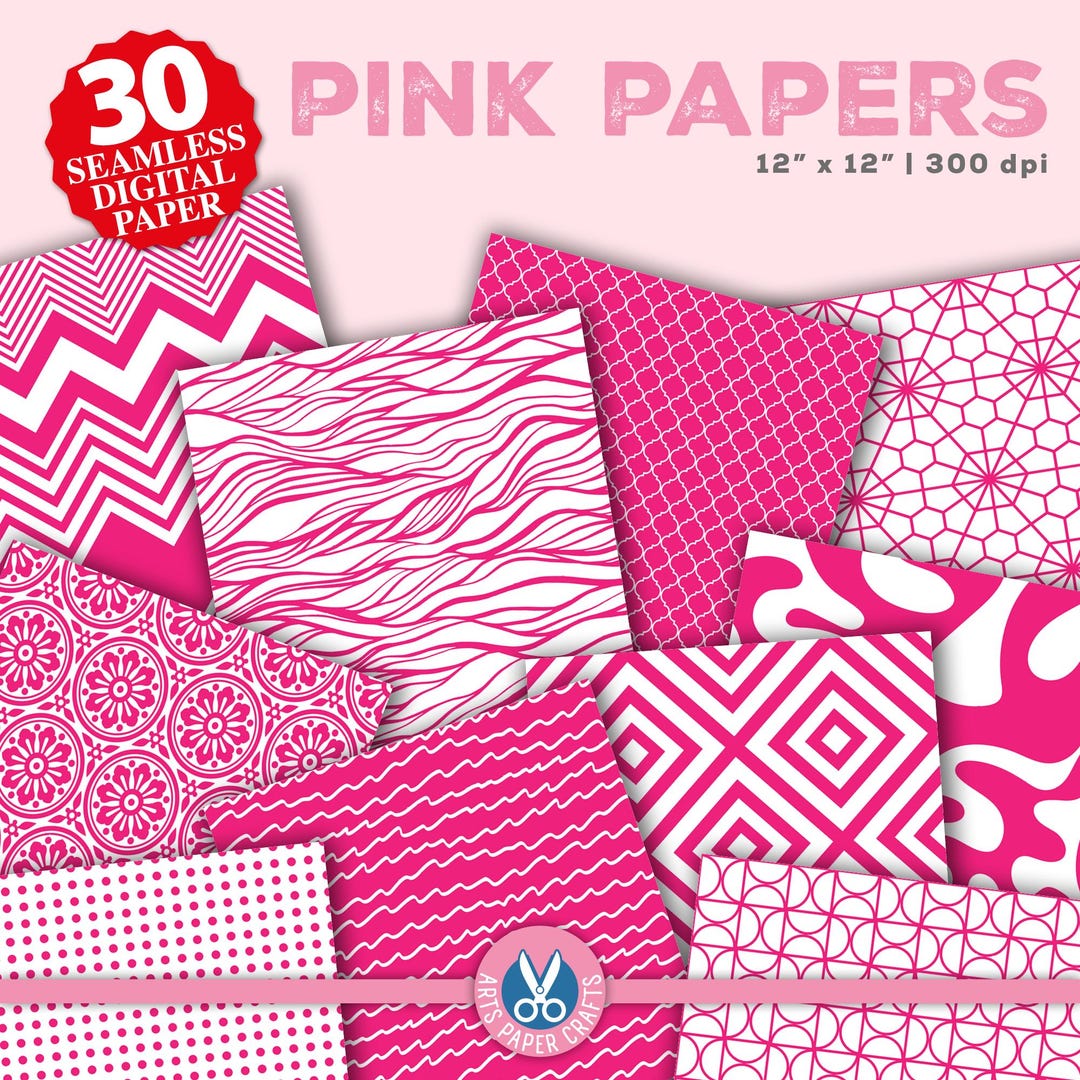 Pink Digital Papers Set - Royal Background - Pink Seamless Pattern ...