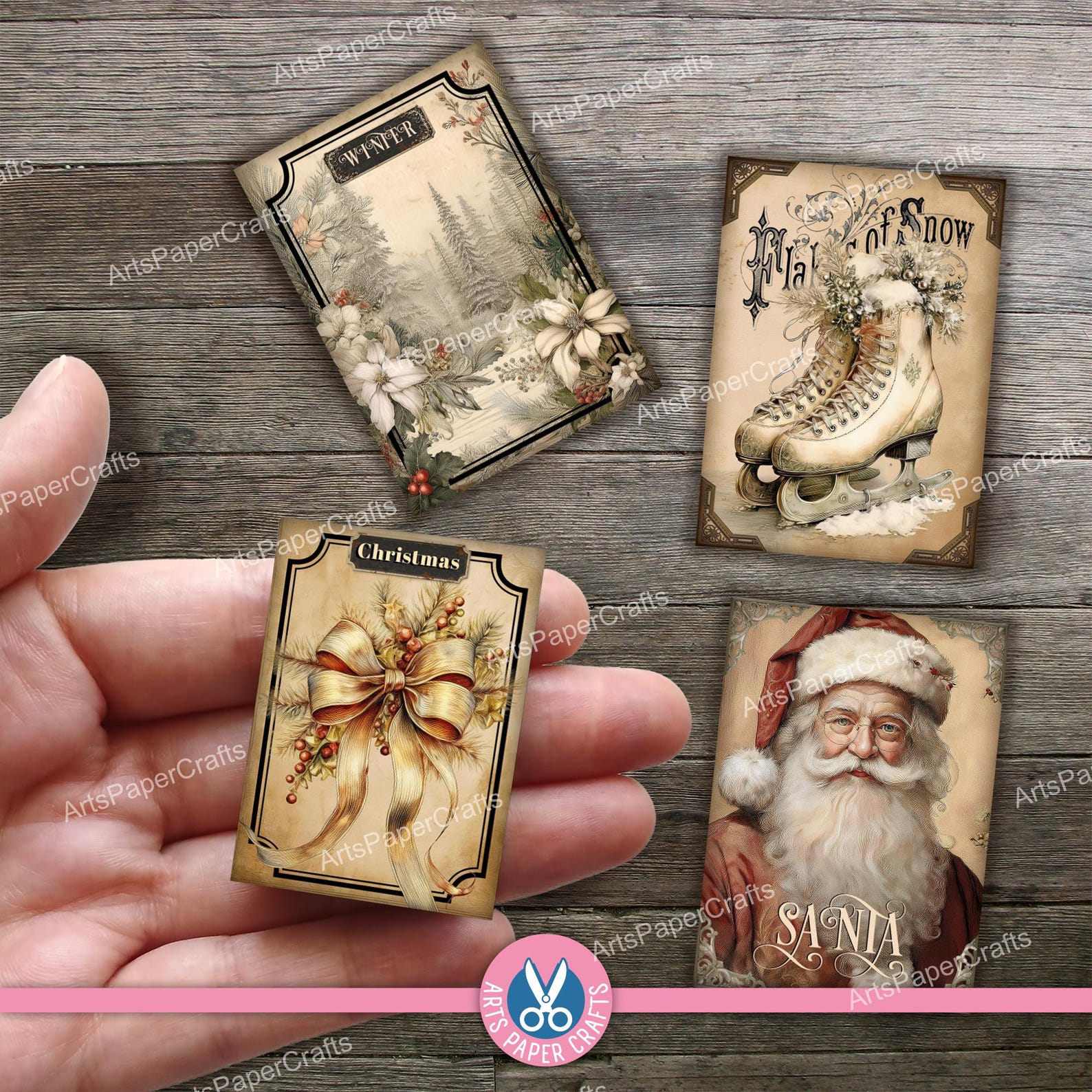 Golden Christmas, Mini Books, Printable, Miniature, Junk Journal ...