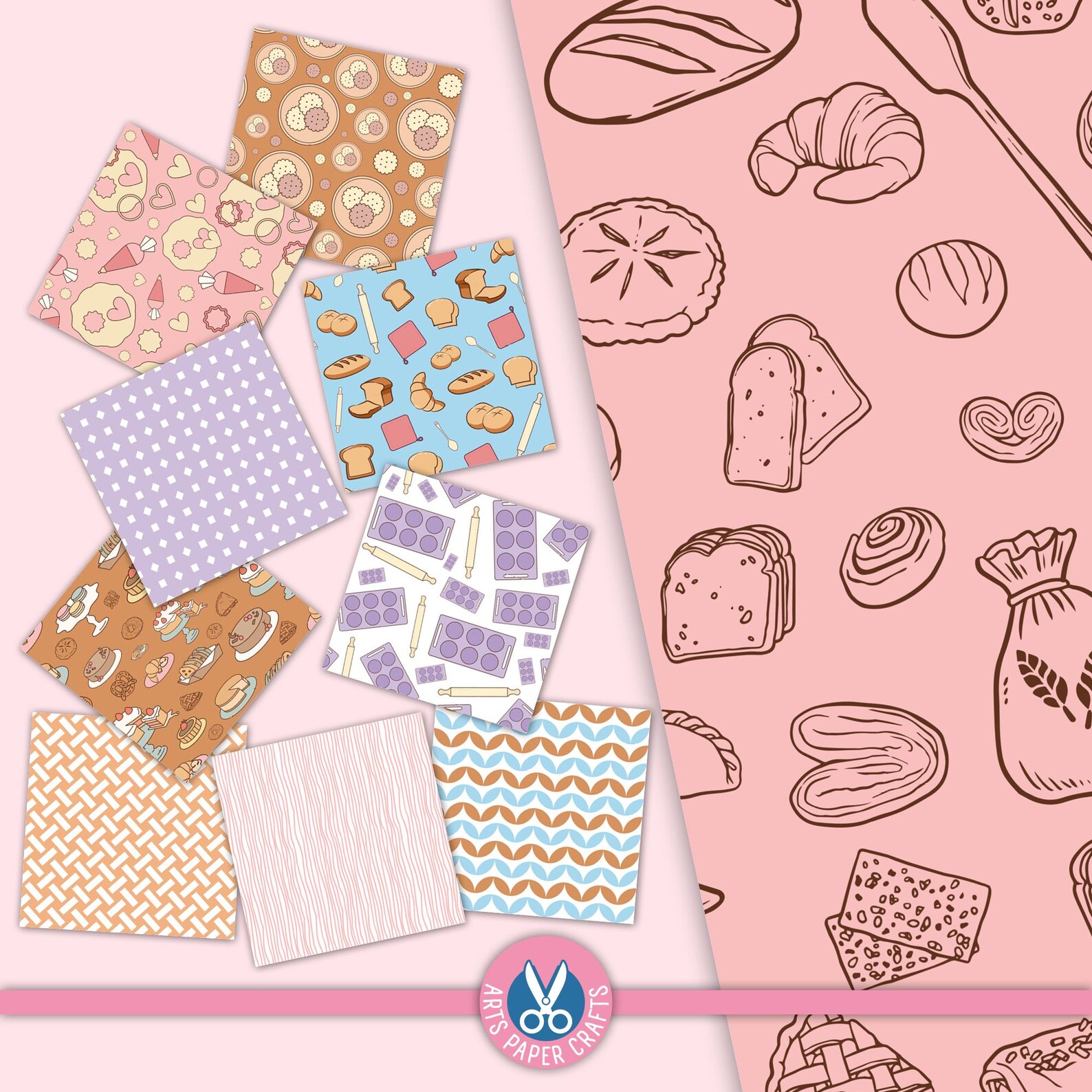 Bakery Digital Papers Set - Bakery Background - Bakery Seamless Pattern ...