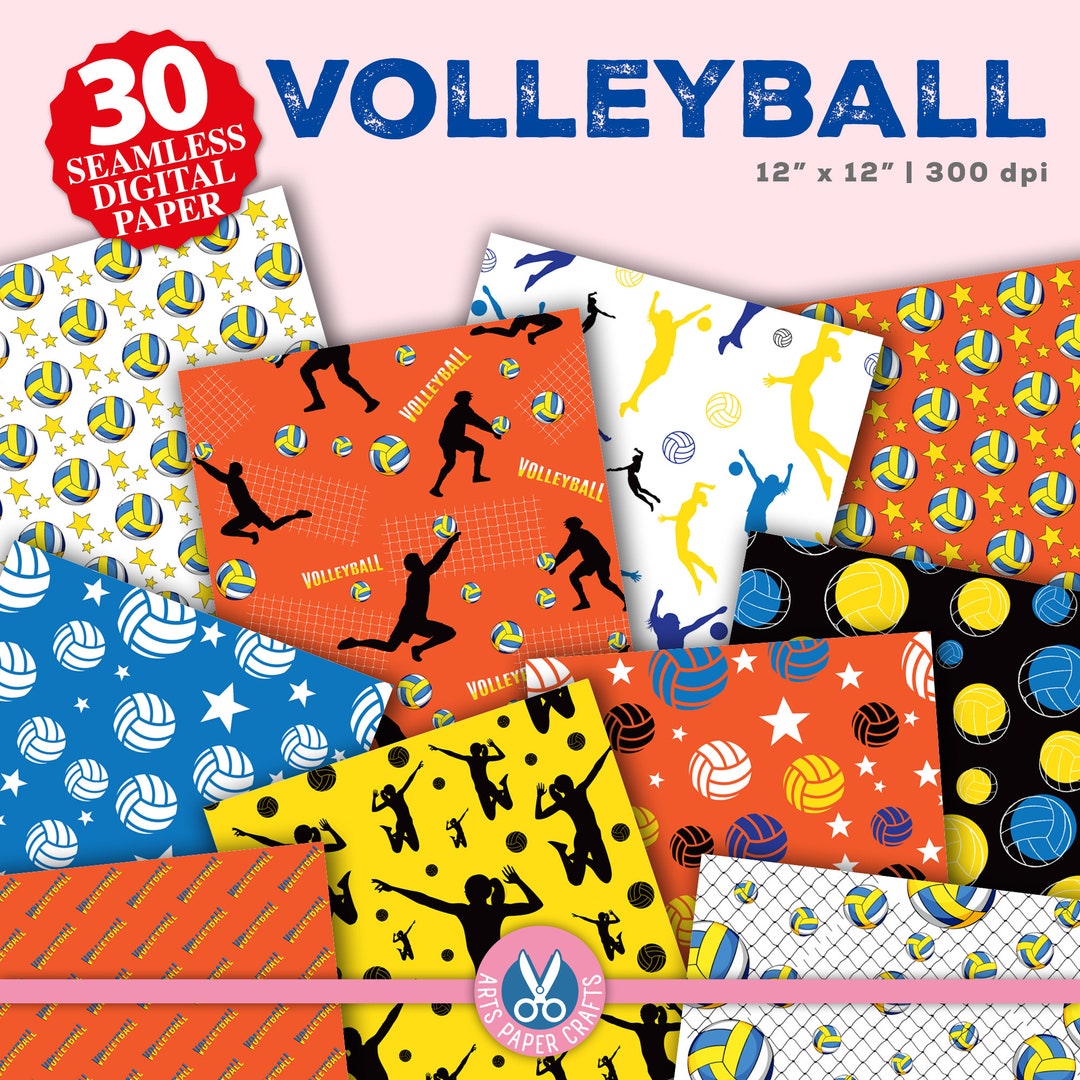 Volleyball Digital Papers Set - Volleyball Background - Volleyball ...