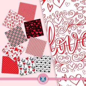 Love Seamless Digital Paper, Love Valentines Hearts Background, Love ...