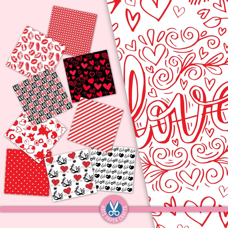 Love Seamless Digital Paper, Love Valentines Hearts Background, Love ...