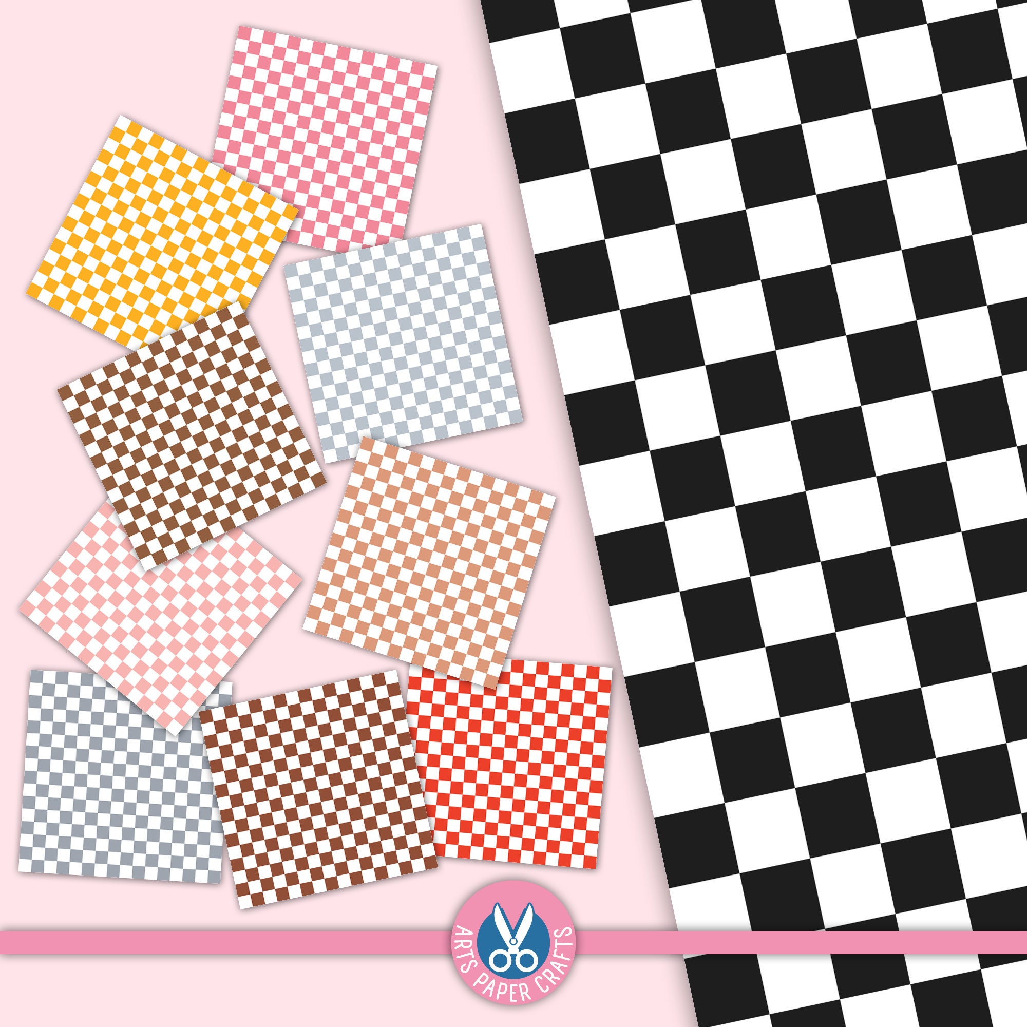 100 Checkerboard Digital Papers - Checkered Background - Checkered ...