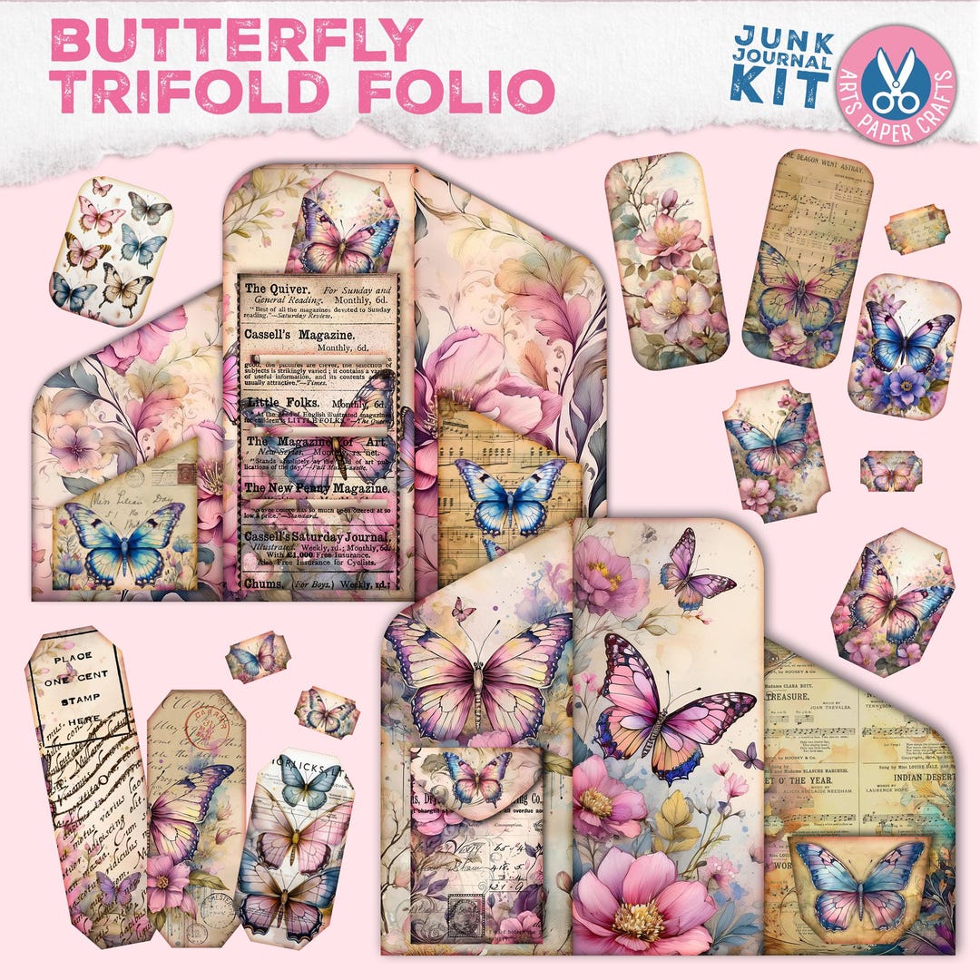 Butterfly Junk Journal Kit - Butterfly Folding Folio Junk Journal ...