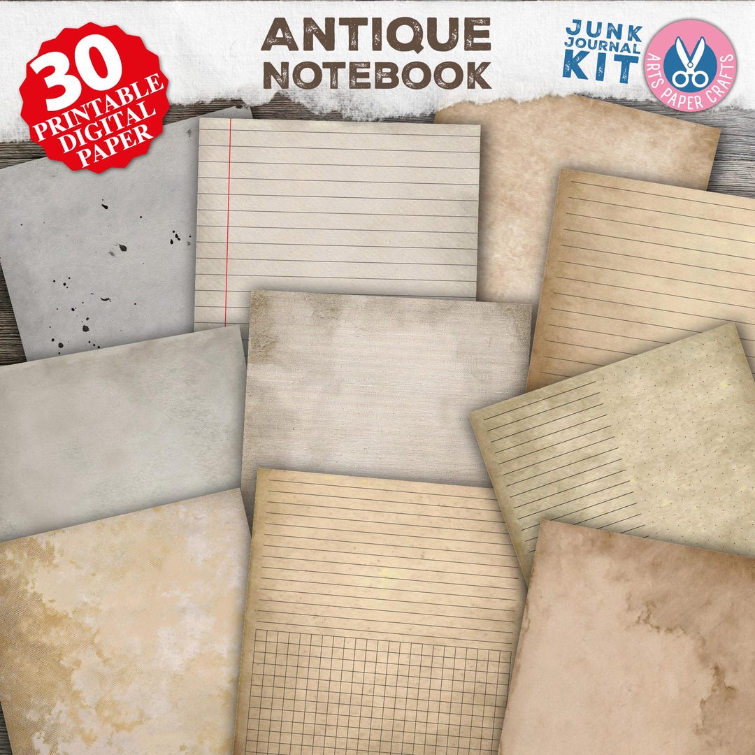 Antique Notebook, Old Paper Pack, Junk Journal, Neutral, Antique ...