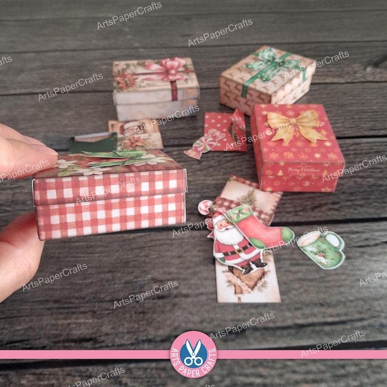 Christmas Gift Box, Mini Folio, Mini Envelopes, Ornament, Miniature ...