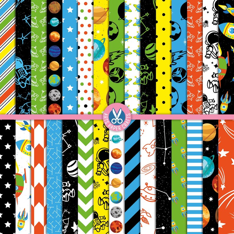 Space Seamless Digital Paper - Space Planet Background - Space ...