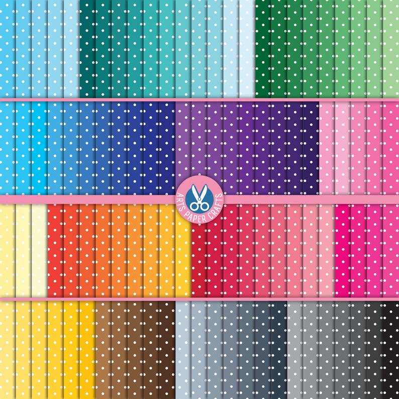 100 Polkadots Digital Papers Set - Rainbow Polkadot Background ...
