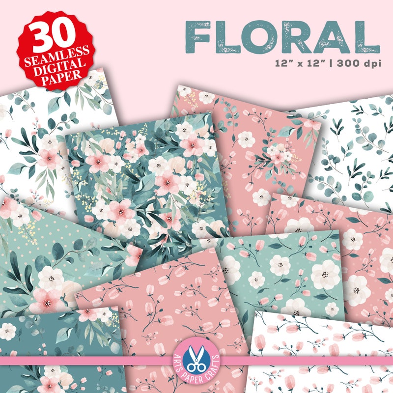 Flower Digital Paper - Etsy