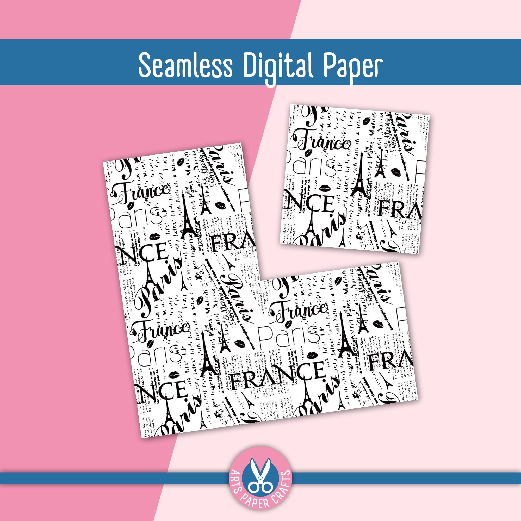 Paris Digital Papers, Paris Background, Paris Seamless Pattern, Instant ...