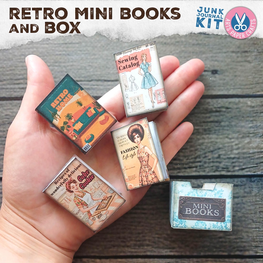 Retro Mini Books, Box, Books, Retro Fashion, Sewing, Retro Home Decor ...