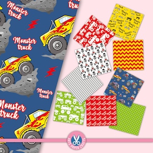 Monster Truck Seamless Digital Paper - Monster Truck Background ...