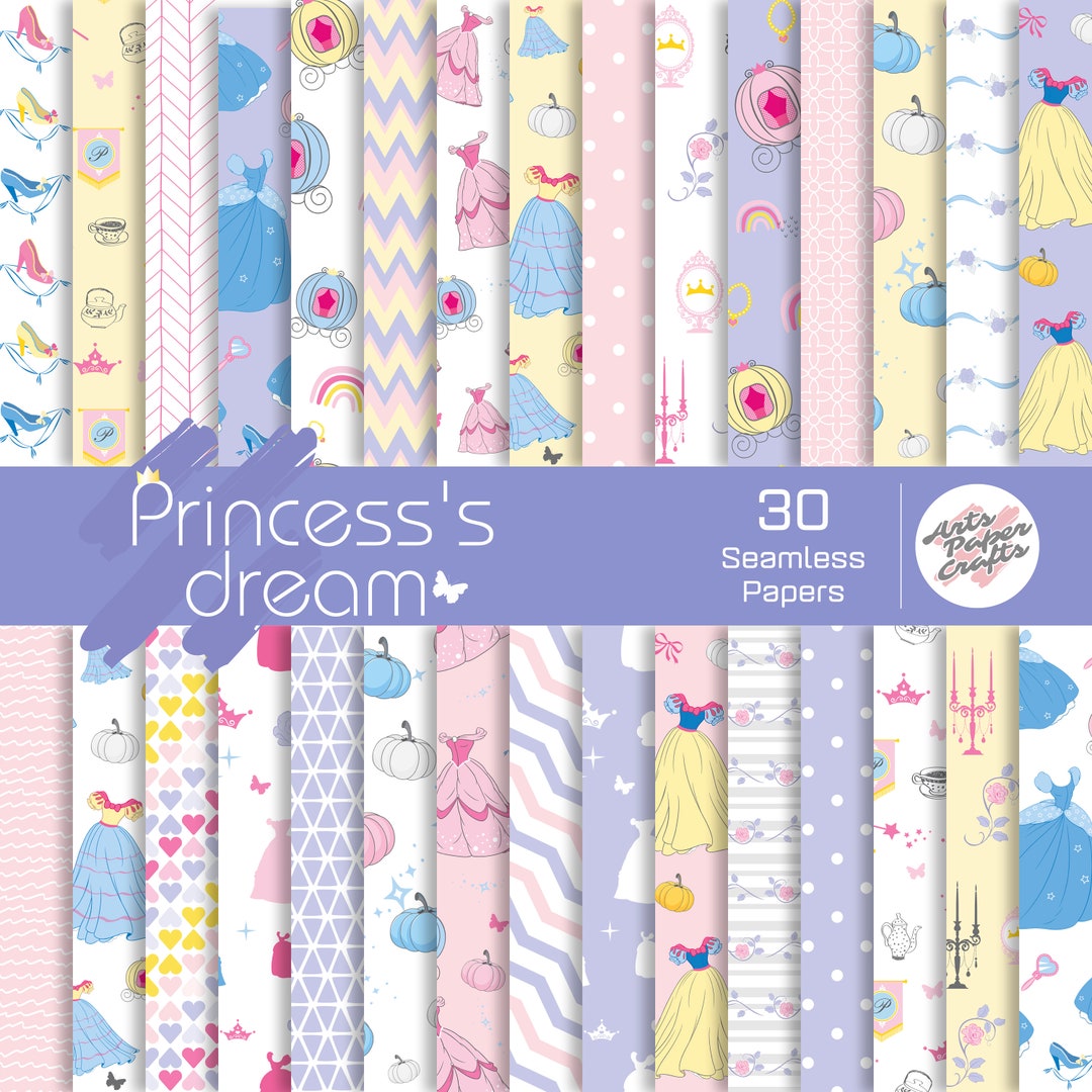 Princess's Dream Seamless Digital Paper Princess Pattern Background ...