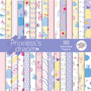 Princess's Dream Seamless Digital Paper Princess Pattern Background ...
