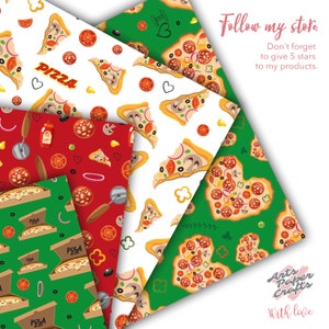 Pizza Digital Papers Set Pizza Party Background Fast Food Seamless ...