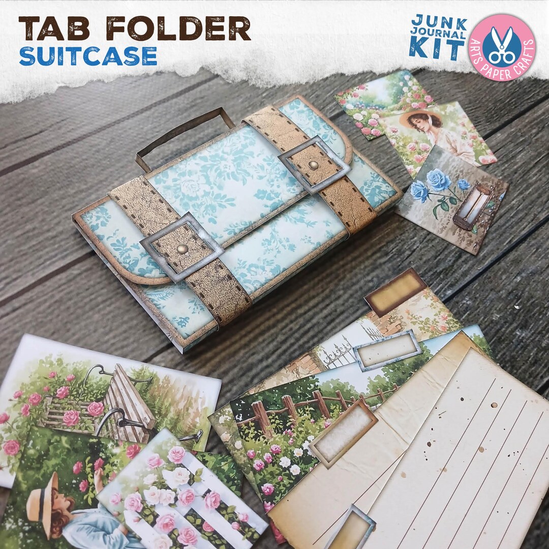 Suitcase Tab Folders, Pocket Tags, Shabby Script, Junk Journal ...