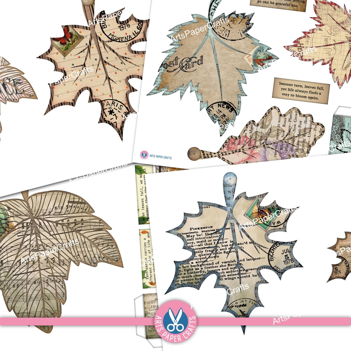 Leaf Clusters, Leaves, Printable, Kit, Ornaments, Gift, Cards, Digital ...