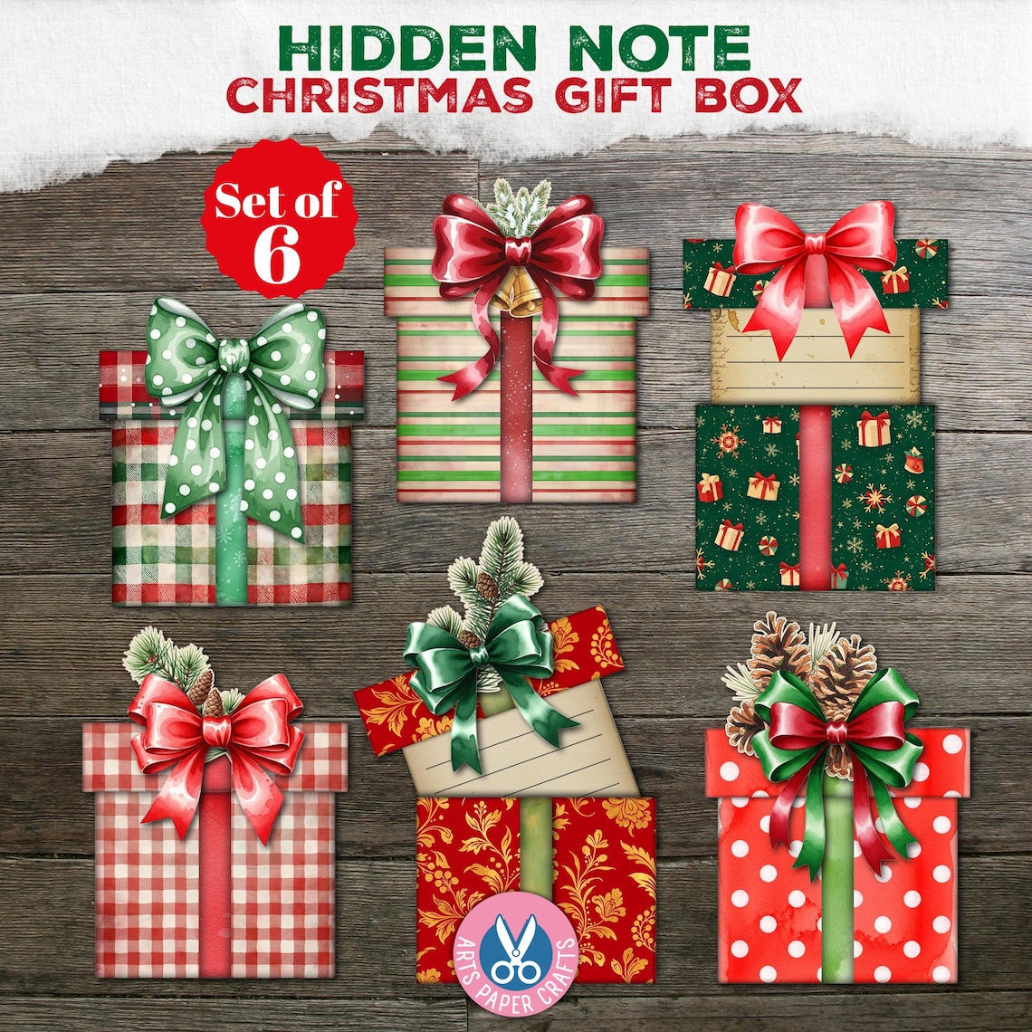 Christmas, Gift Box, Tickets, Hidden Note, Junk Journal, Tags, Digital ...
