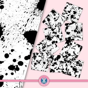 30 Black and White Splatter Digital Papers - Splatter Background ...