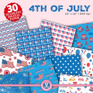 4th of July Digital Papers Set - Independence Day Patriotic USA ...